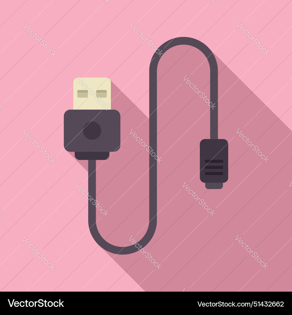 Usb cable flat design Royalty Free Vector Image
