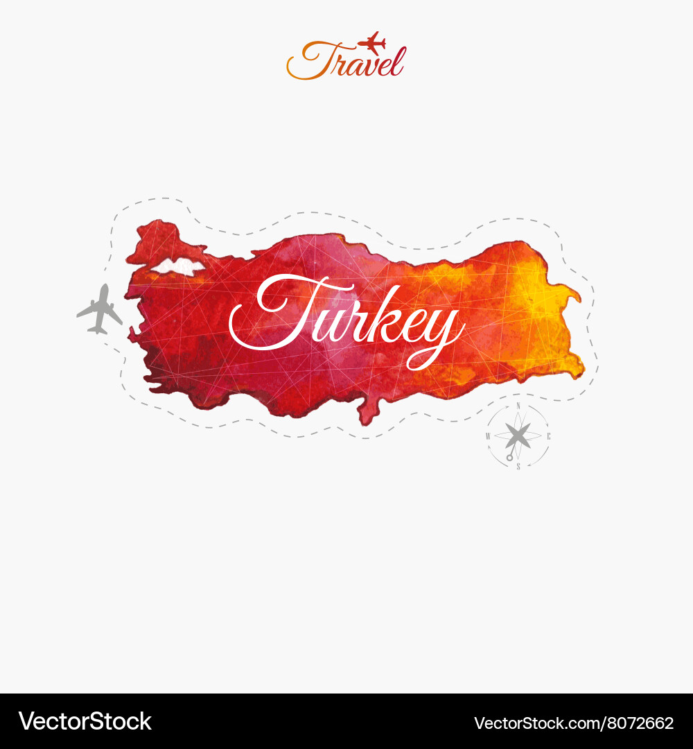 Watercolor Turkey Map Royalty Free Vector Image