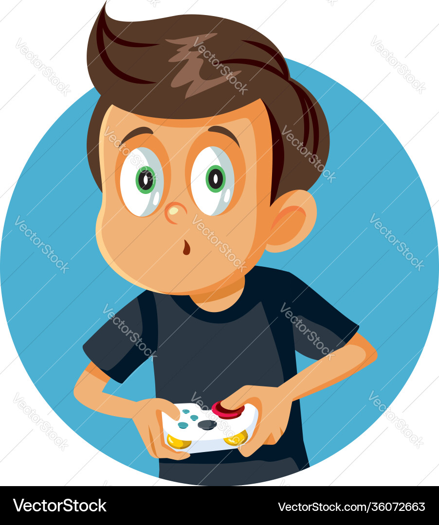 Boy playing video game cartoon Royalty Free Vector Image