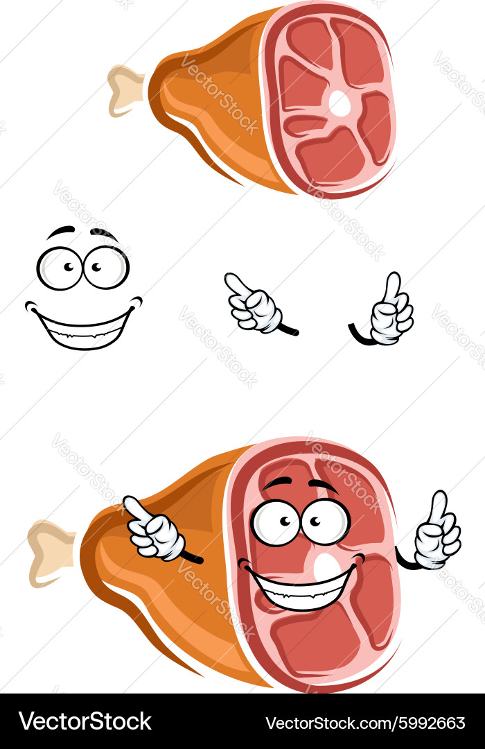 Cartoon fresh pork leg with bone Royalty Free Vector Image