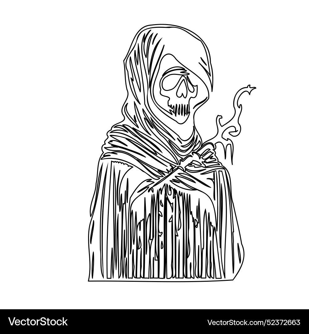 Grim reaper halloween outline sketch Royalty Free Vector