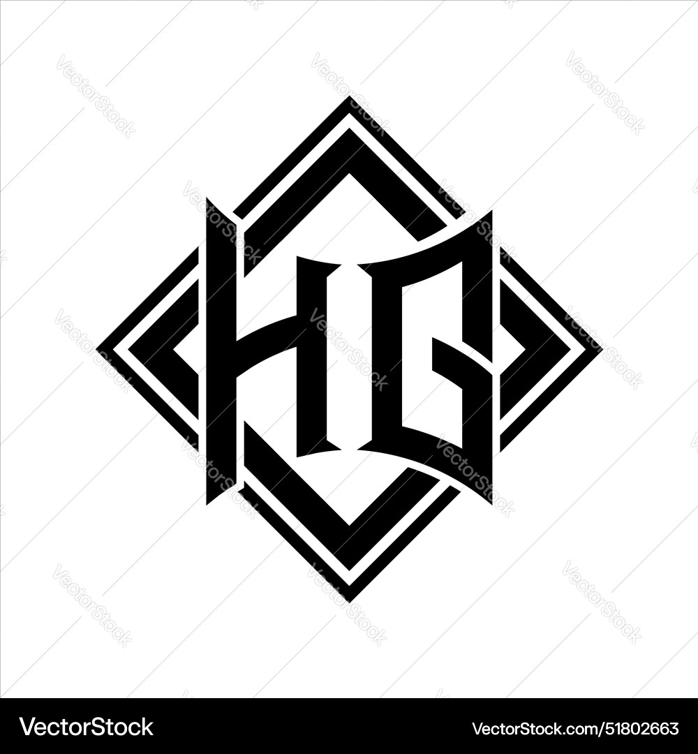 Hg letter logo with abstract shield shape Vector Image