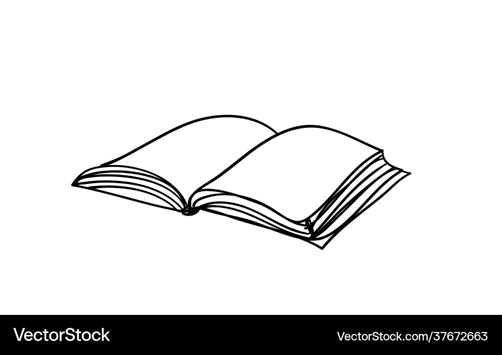 Open book on white background line drawing style Vector Image