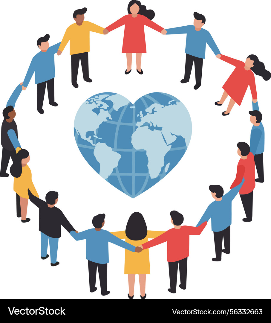 People Holding Hands Around a Globe Royalty Free Vector