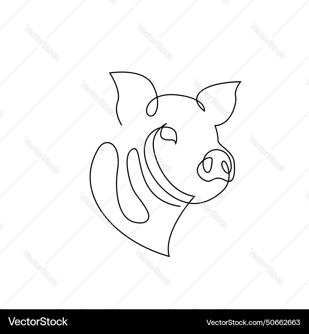Pig single line drawing Royalty Free Vector Image