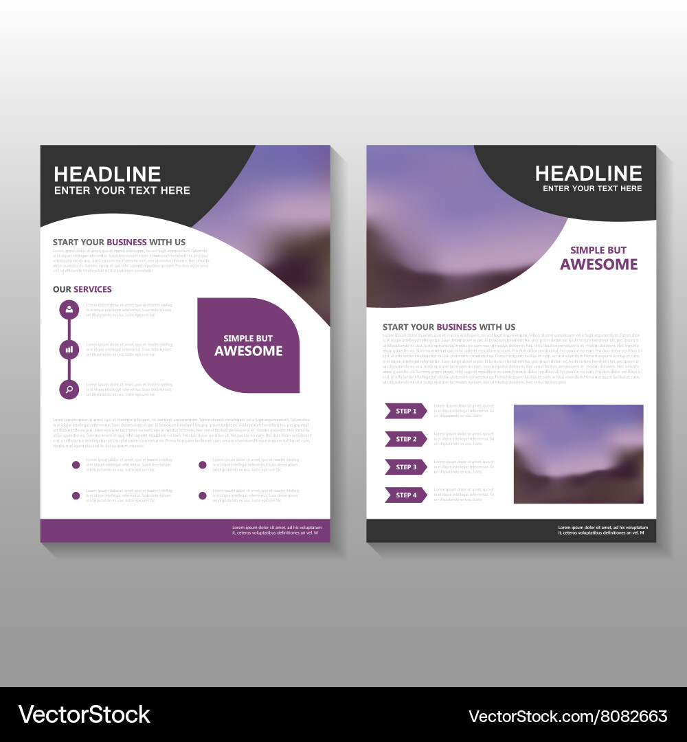 Purple business proposal leaflet brochure flyer Vector Image