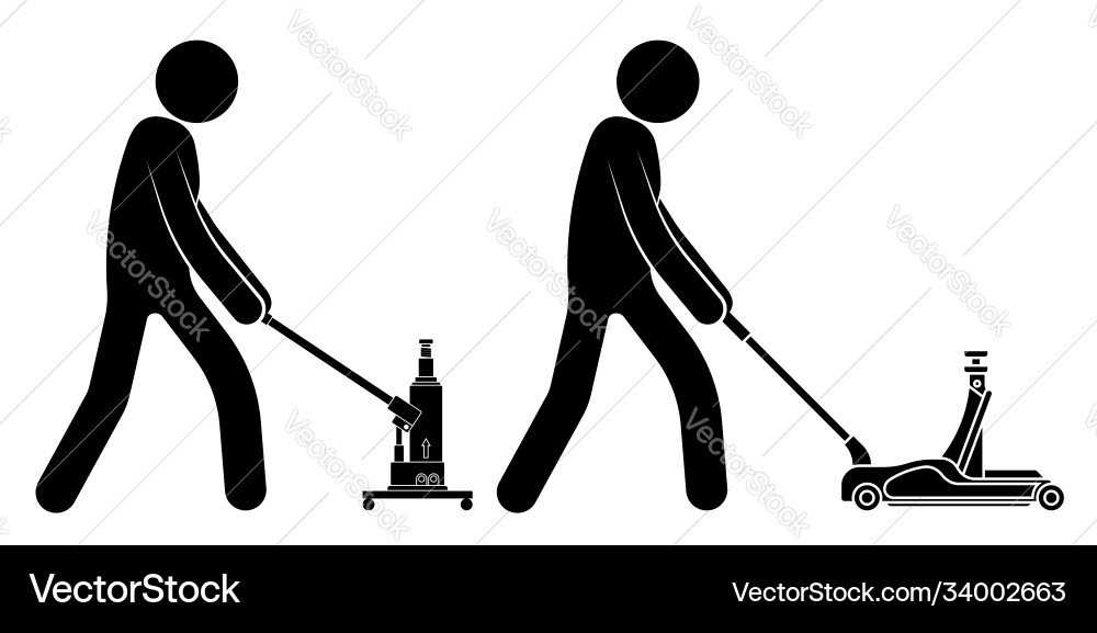 Stickfigur Werkstatt Mechanik rollt eine mechanische