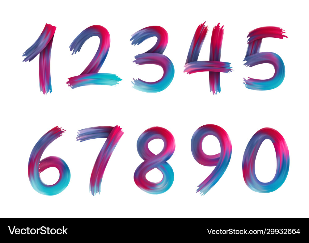 Acrylic paint rainbow colorful numbers number Vector Image