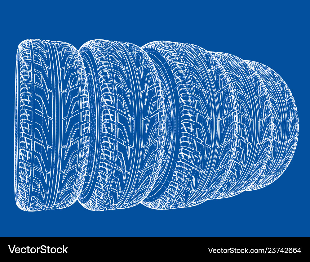 Car tires concept rendering of 3d Royalty Free Vector Image