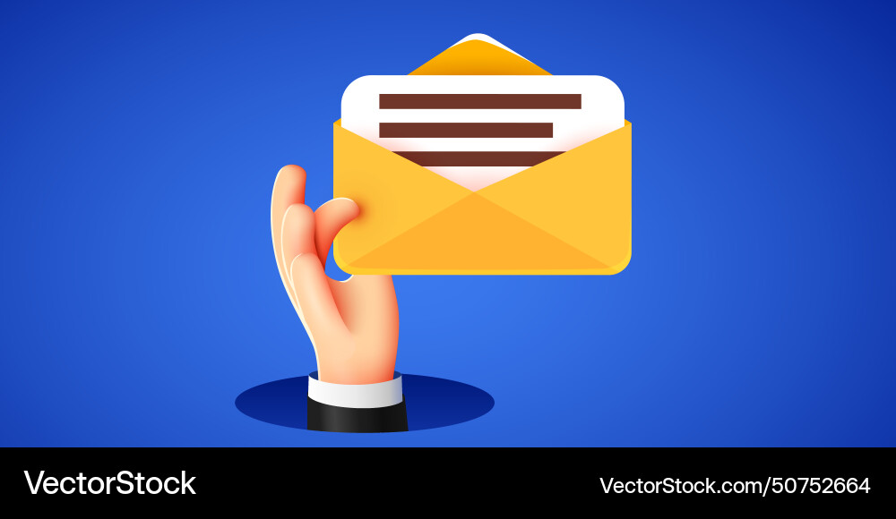 Cartoon hand holding or receiving mail messaging Vector Image