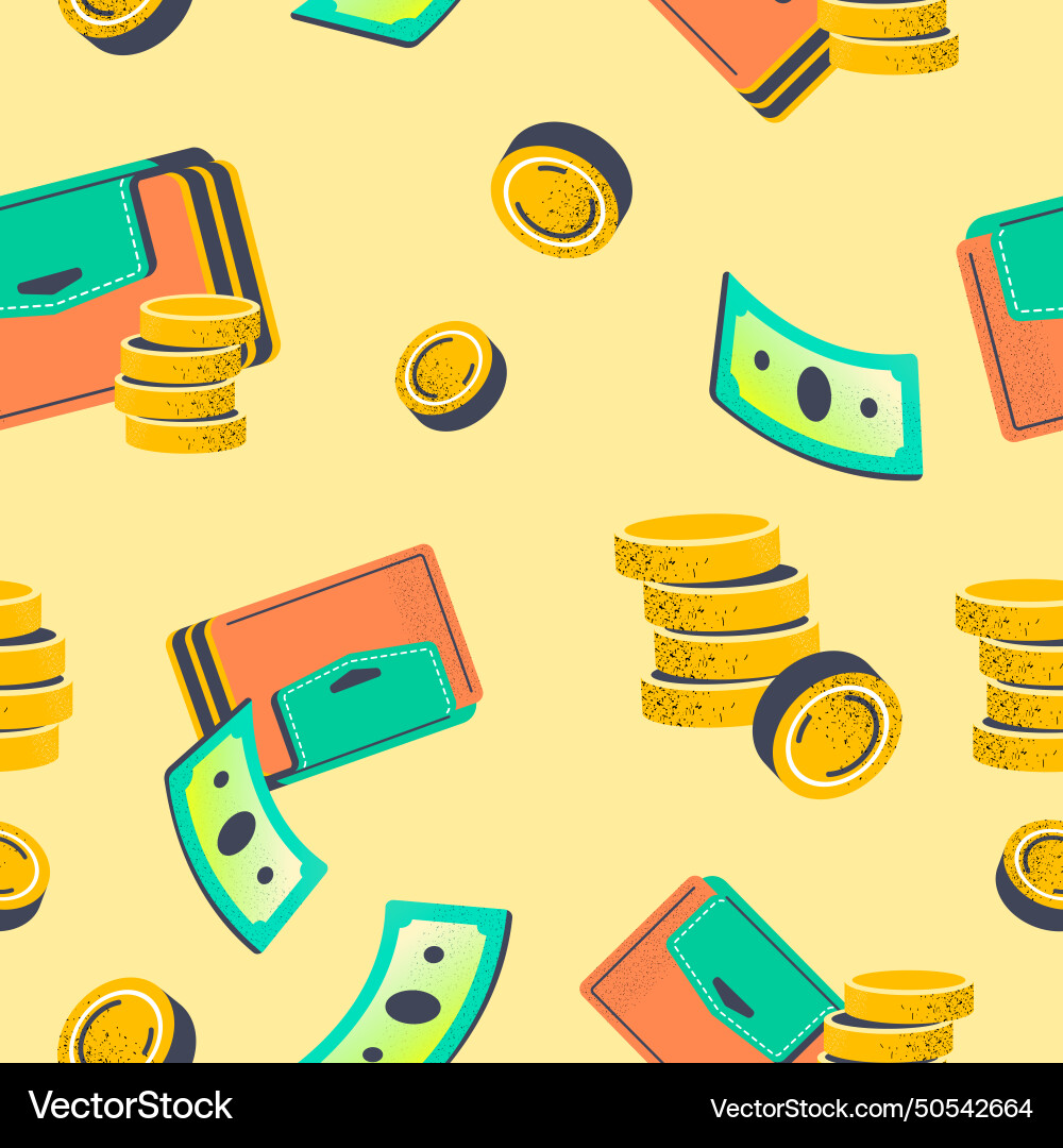 Cash and credit financial pattern Royalty Free Vector Image