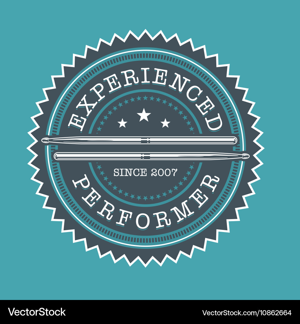 Drums performer badge Royalty Free Vector Image