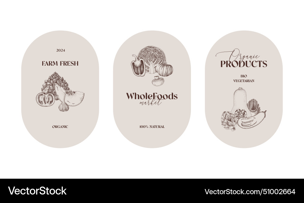 Food market labels collection Royalty Free Vector Image