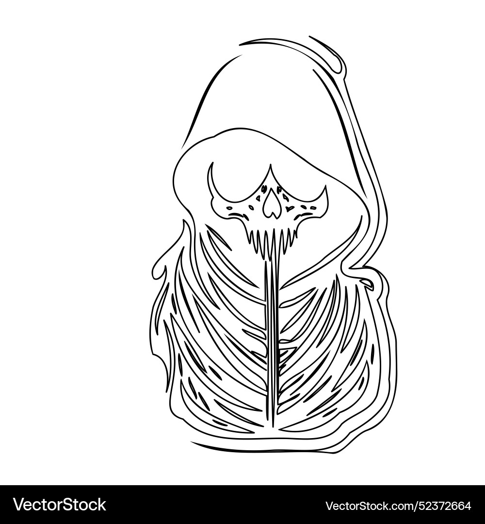 Grim reaper halloween outline sketch Royalty Free Vector
