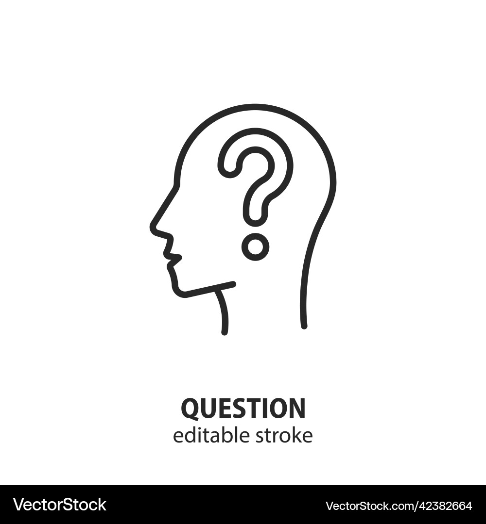 Menschlicher Kopf mit Fragezeichen - Denken Icon Vektorbild