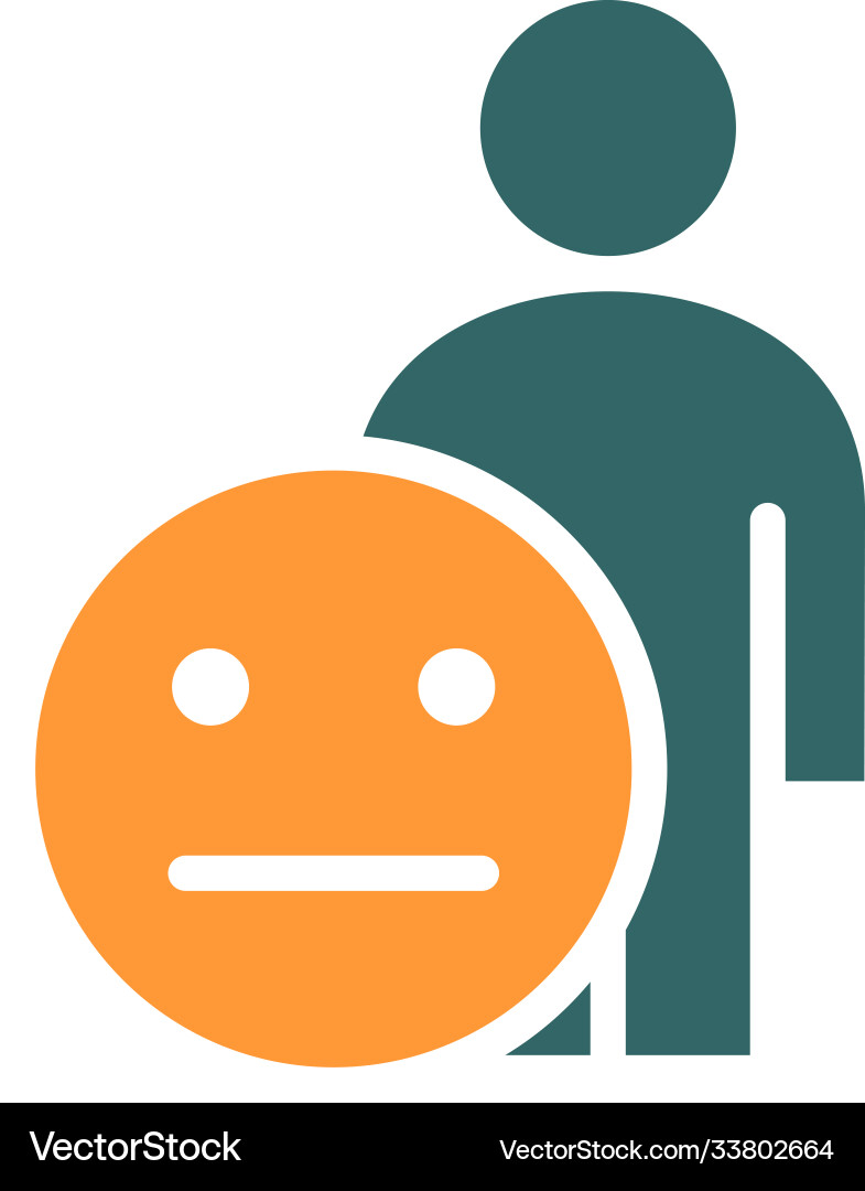 Human with expressionless emotions colored icon Vector Image