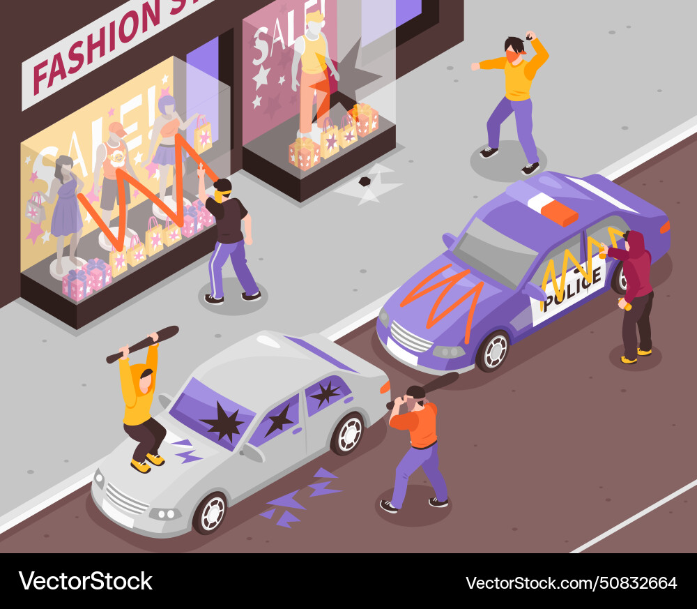 Isometric hooligans Royalty Free Vector Image - VectorStock