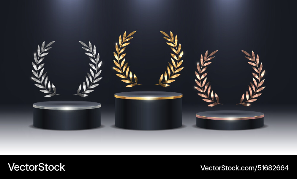 Stage podium with laurel wreath Royalty Free Vector Image