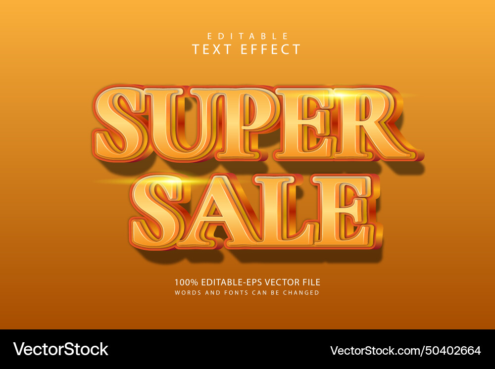 Super sale editable text effect 3 dimension Vector Image