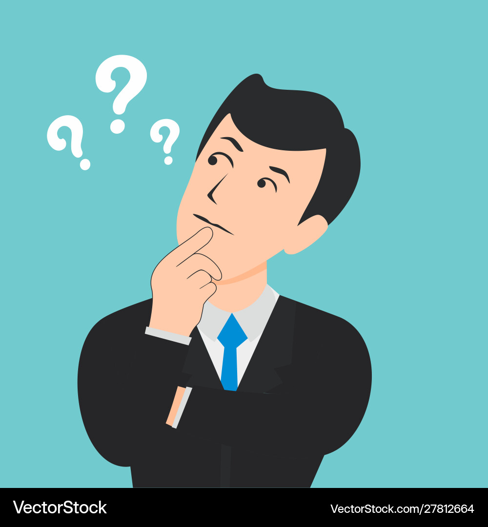 Thinking Man with Question Mark Royalty Free Vector Image