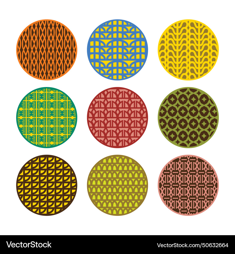 Trendy colorful abstract vivid round emblems set Vector Image