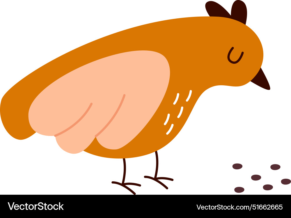 Autumn bird eating grain Royalty Free Vector Image