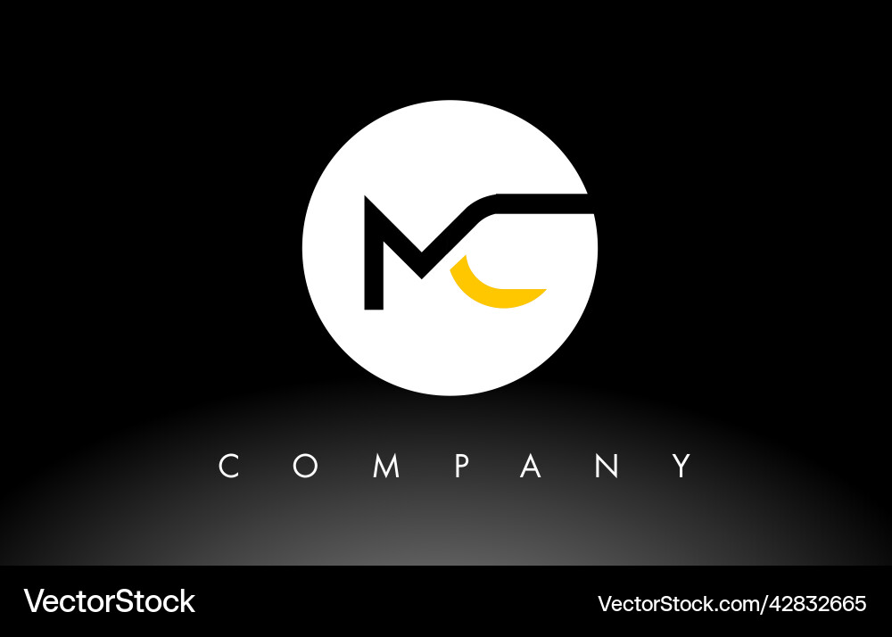 Black and yellow mc logo letter design Royalty Free Vector