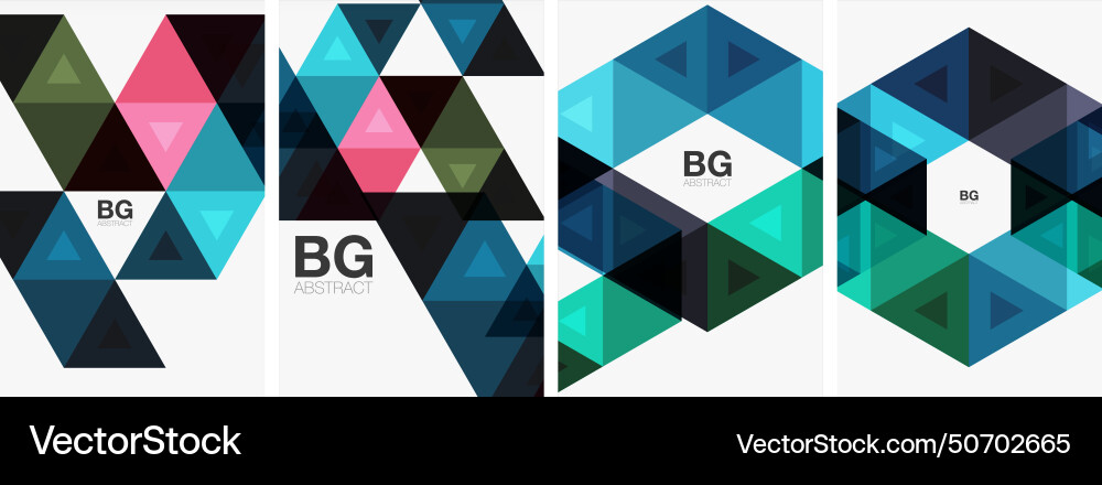 Bright colorful triangle geometric posters Vector Image