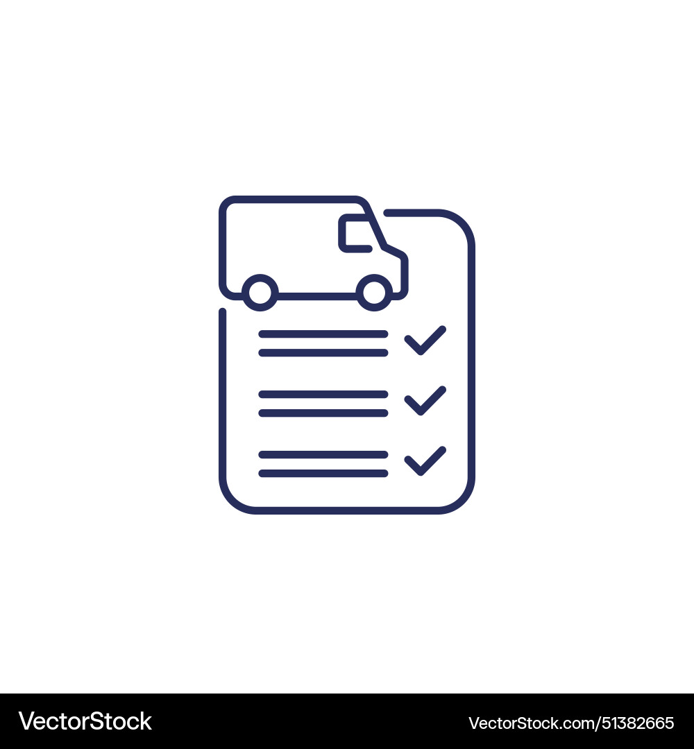 Car maintenance line icon with a van Royalty Free Vector