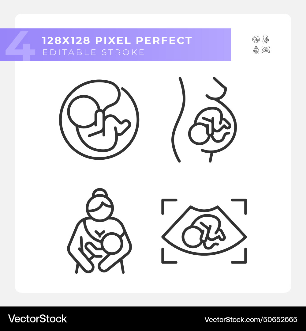 Child growth linear icons set Royalty Free Vector Image