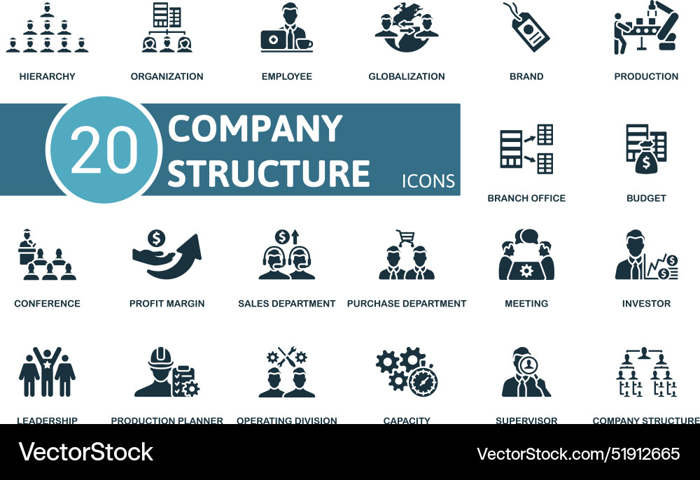 Company structure icon set hierarchy organization Vector Image