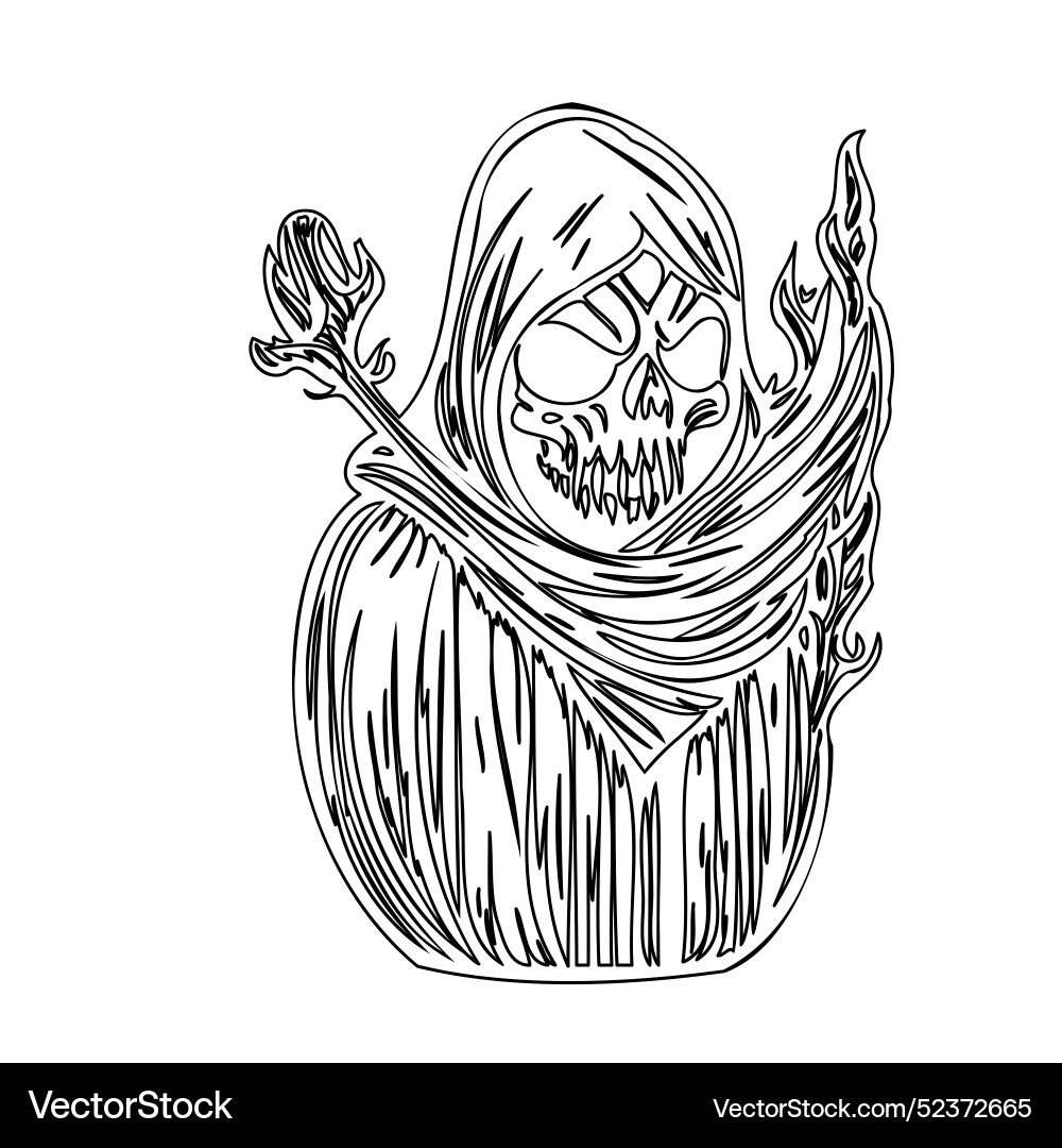 Grim reaper halloween outline sketch Royalty Free Vector
