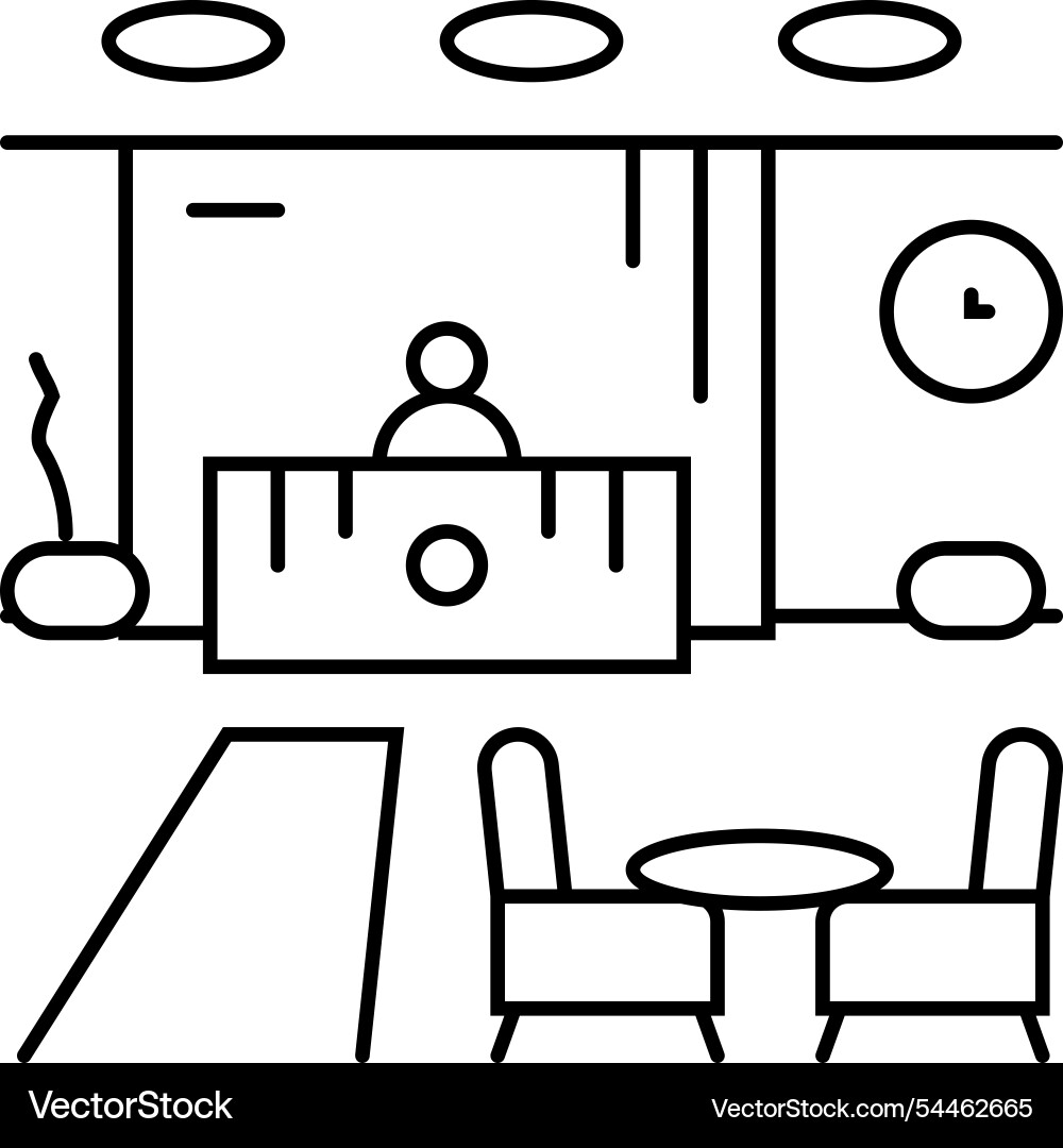 Lobby hospitality hotel line icon Royalty Free Vector Image
