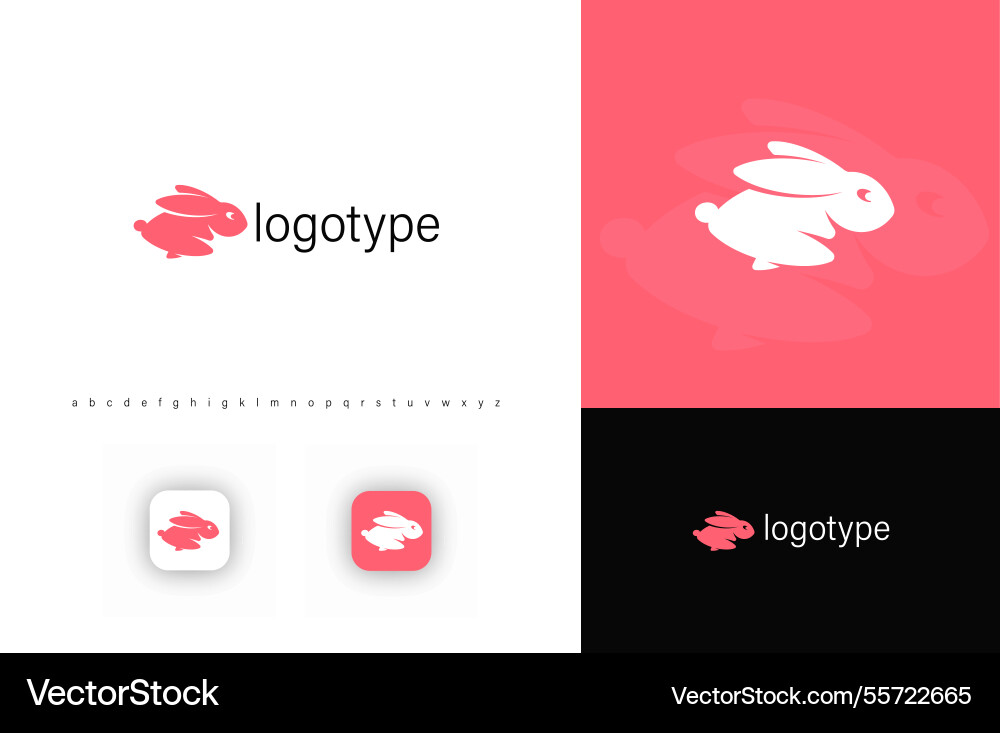 Minimalist jumping rabbit logo symbolizing speed Vector Image