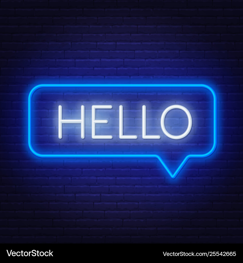 Neon Hello Speech Bubble Royalty Free Vector Image