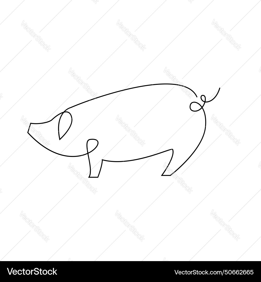 Pig single line drawing Royalty Free Vector Image
