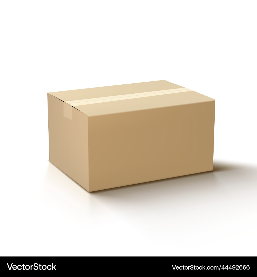 3d closed brown cardboard box taped shut Vector Image