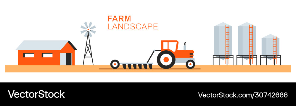 Farm landscape Royalty Free Vector Image - VectorStock