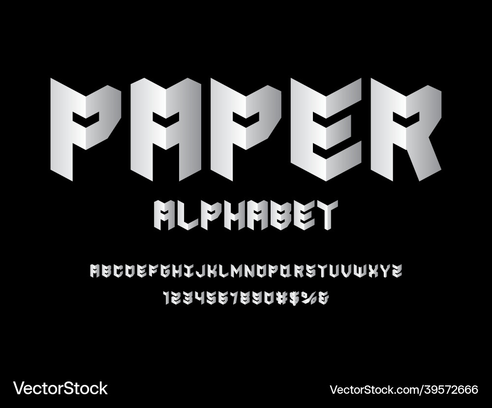 Folded font Royalty Free Vector Image - VectorStock