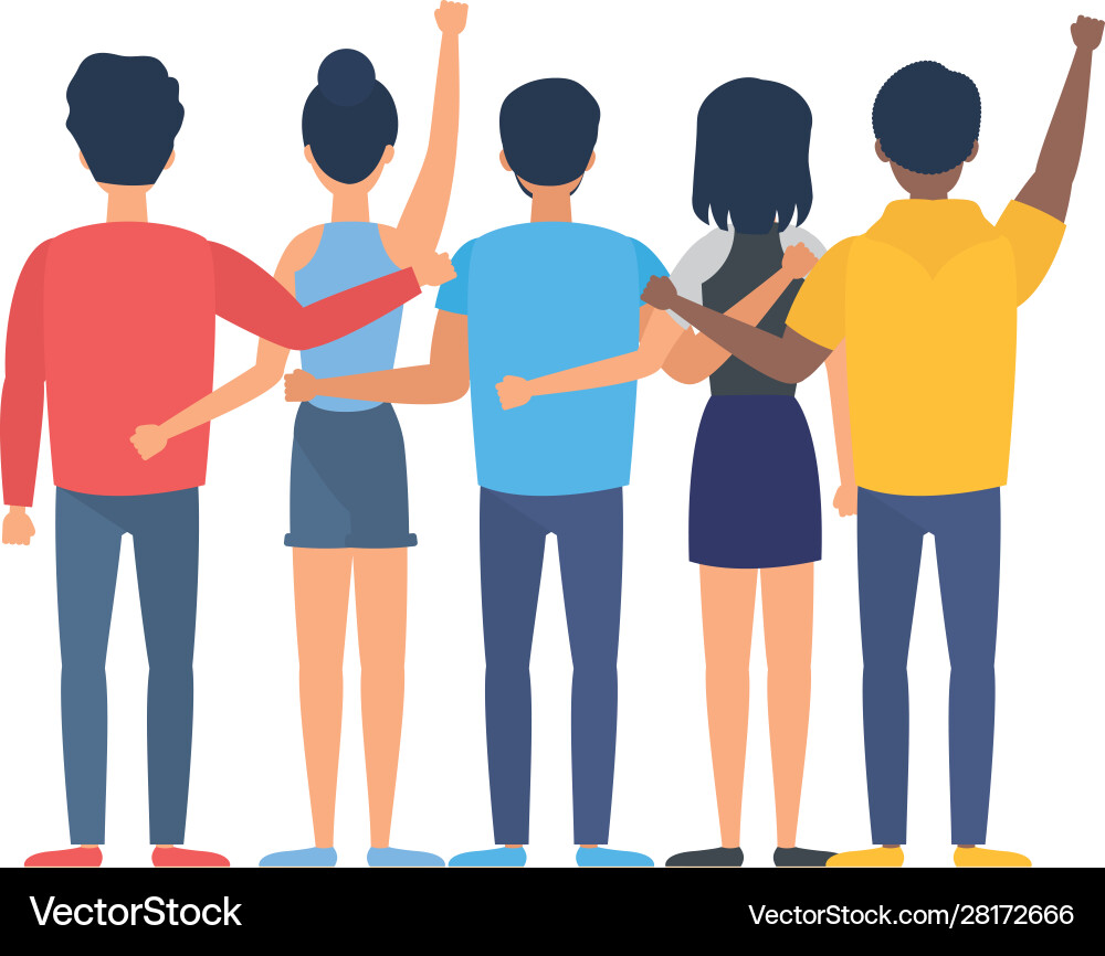 Group people back avatars characters Royalty Free Vector