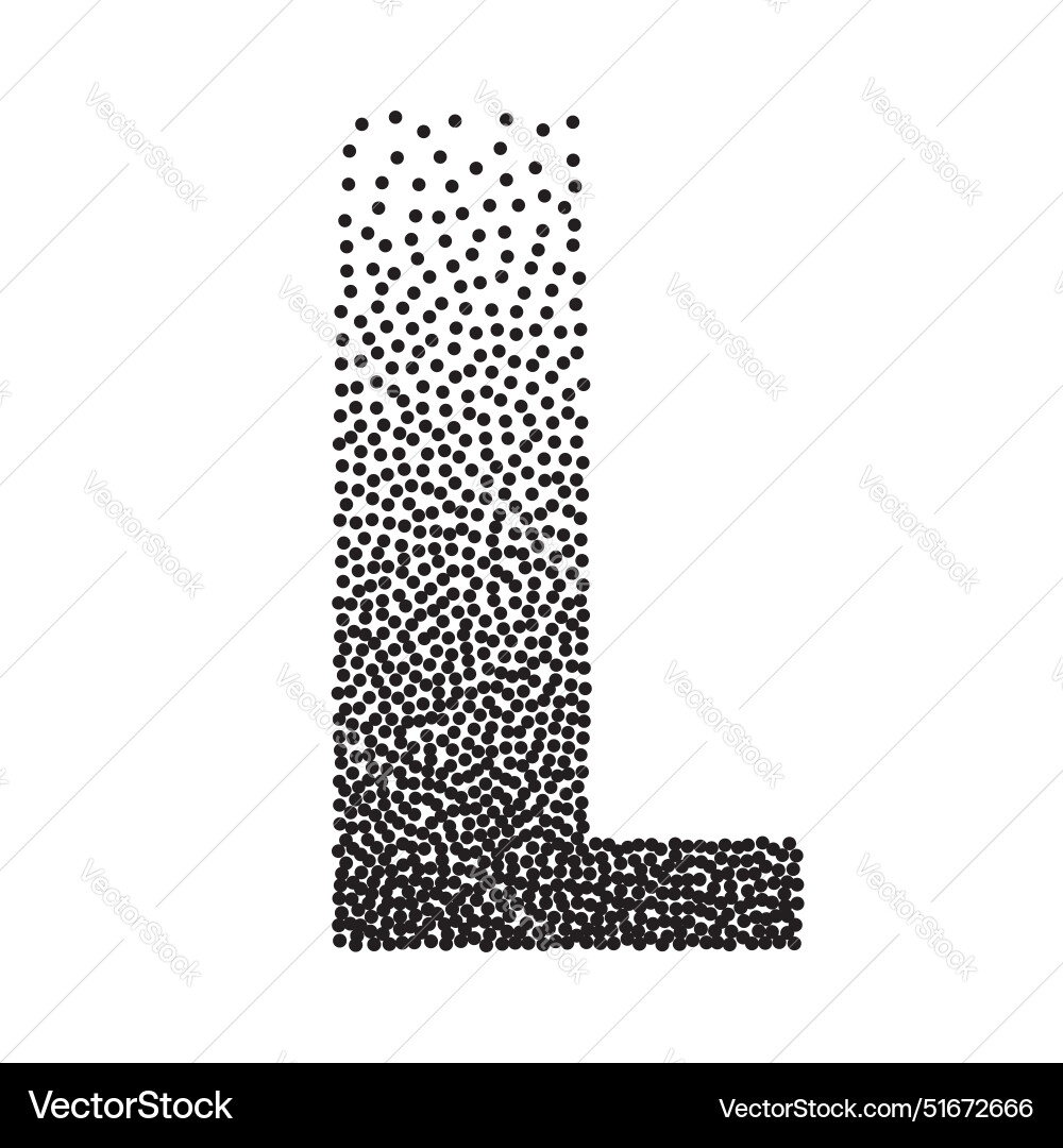 Halftone gradient grain letter l stipple Vector Image