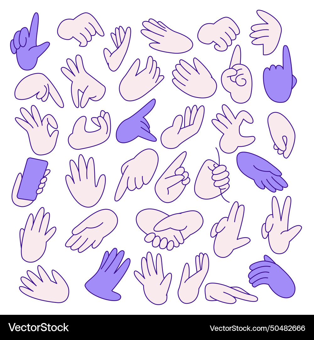 Hand poses and gestures Royalty Free Vector Image