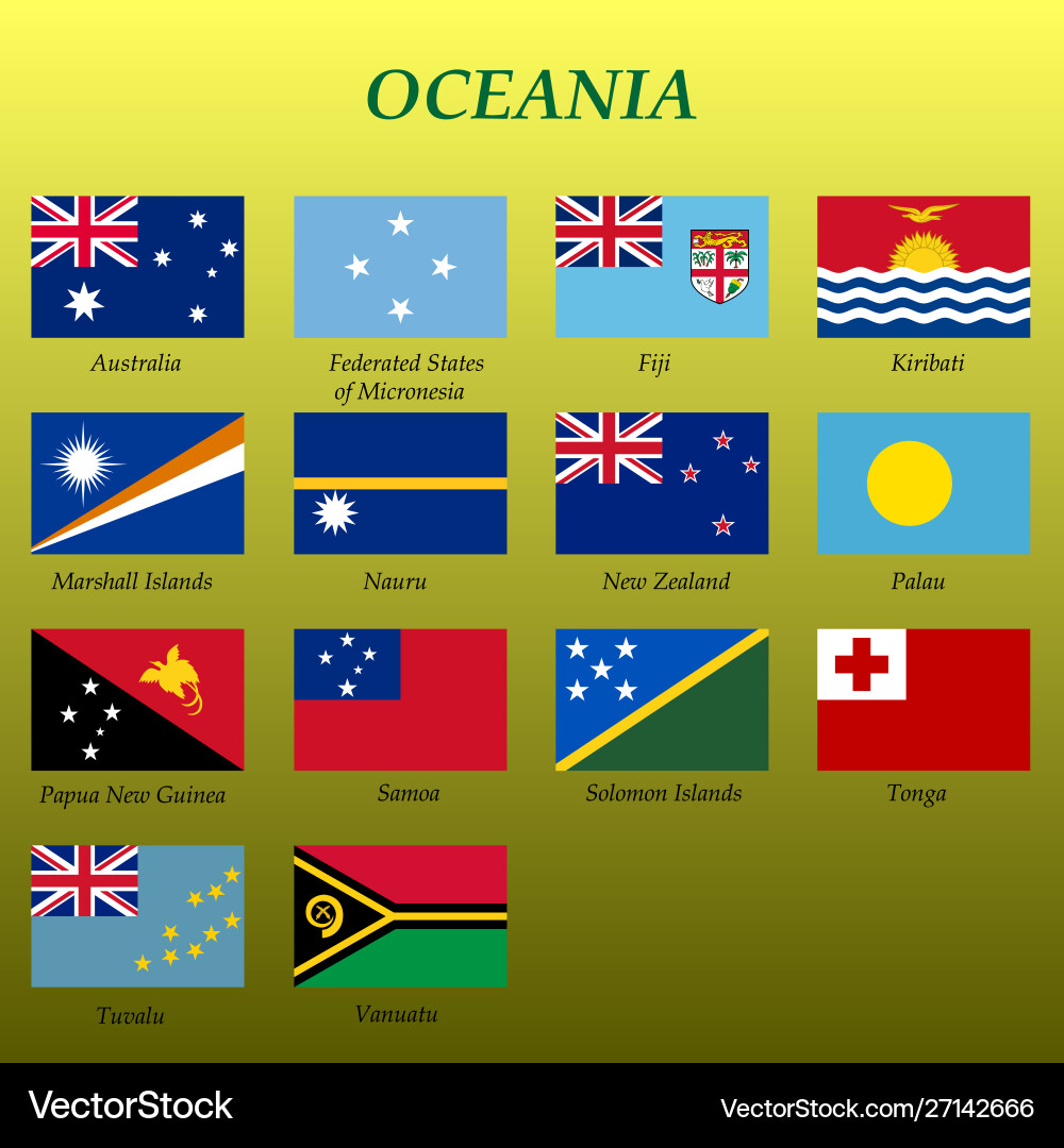 Oceania Flag Collection Royalty Free Vector Image