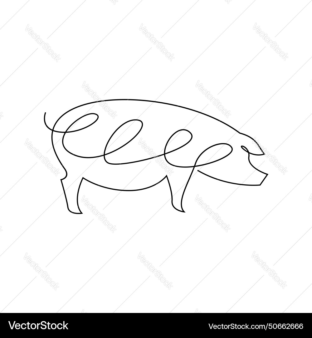 Pig single line drawing Royalty Free Vector Image
