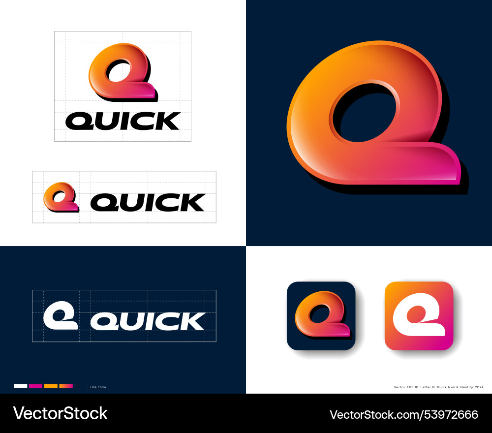 Quick logo yellow red q monogram identity Vector Image