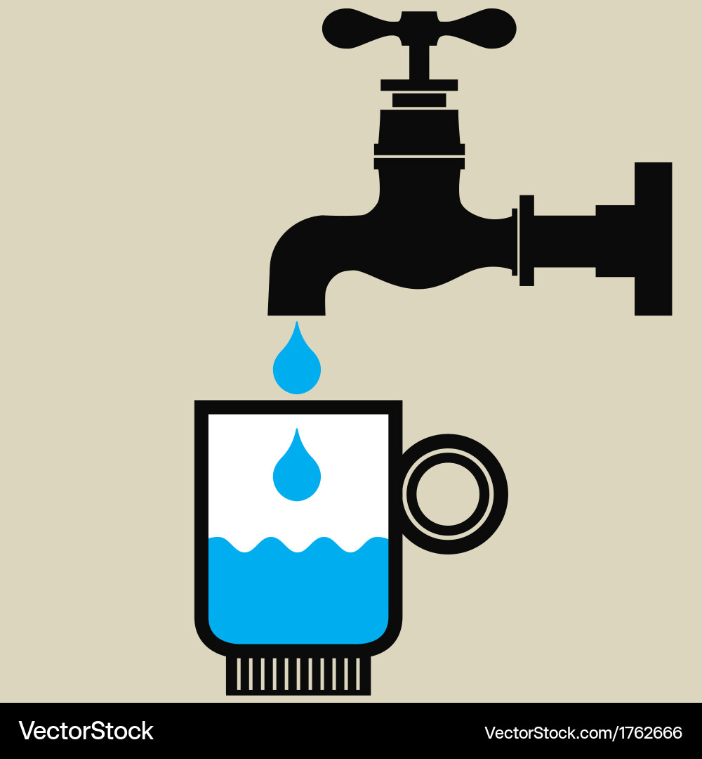Tap and glass with water Royalty Free Vector Image