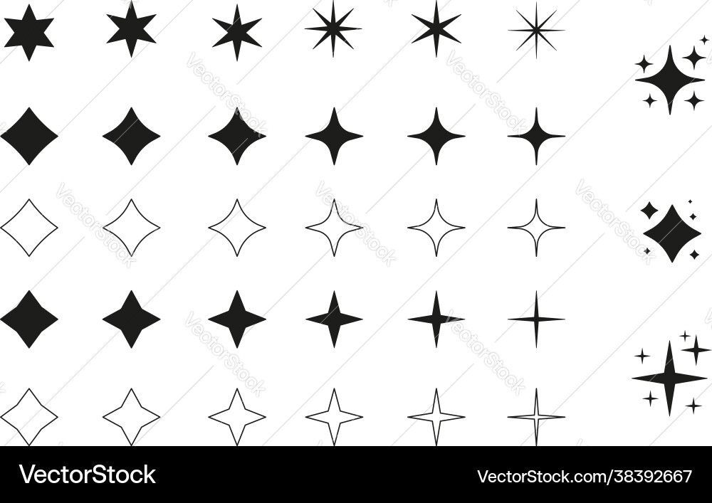 Big set star icon magic spark for graphic Vector Image