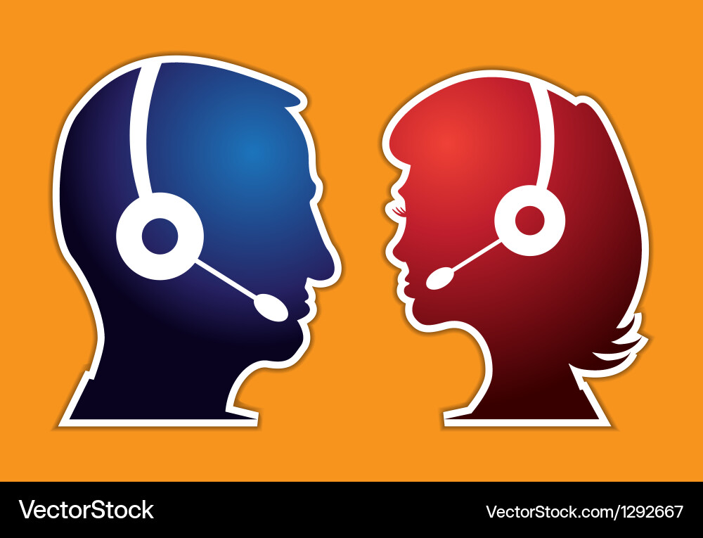 Call Centre Staff - Man and Woman Royalty Free Vector Image