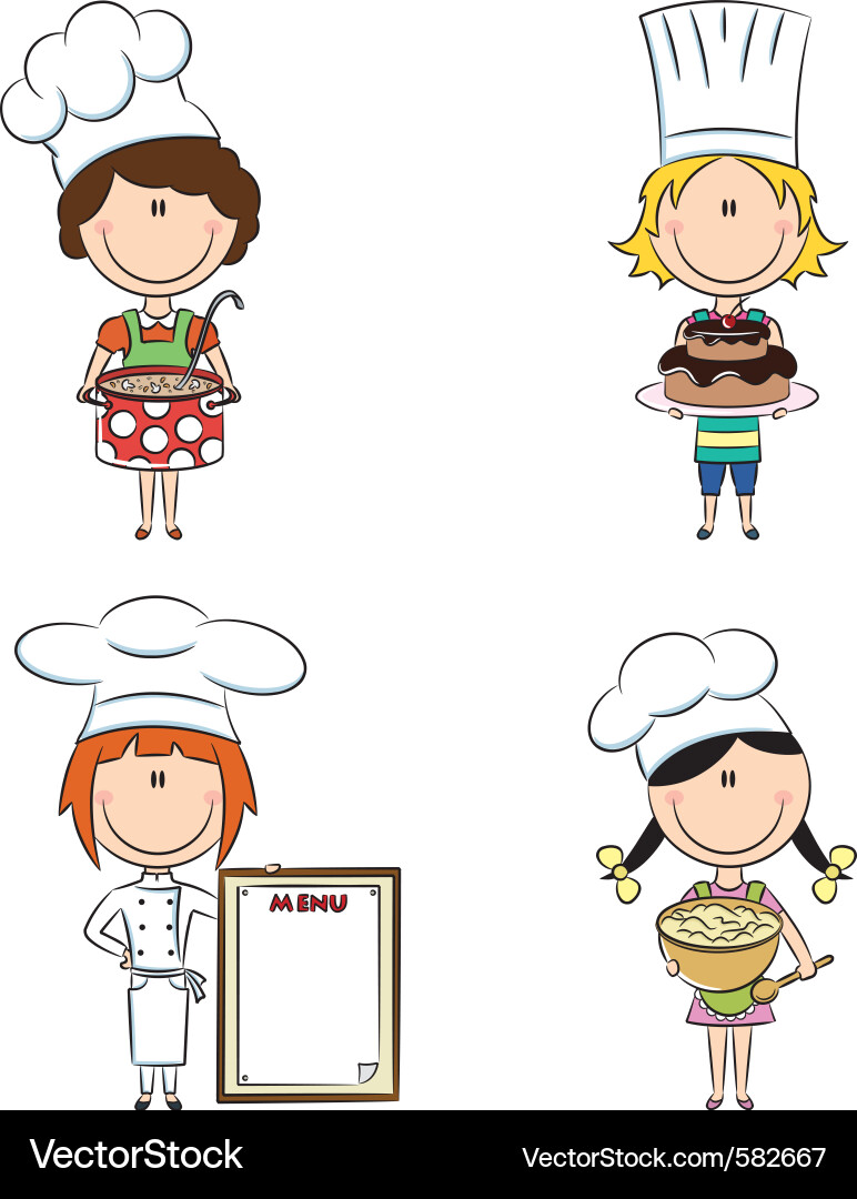 Cartoon female chefs Royalty Free Vector Image