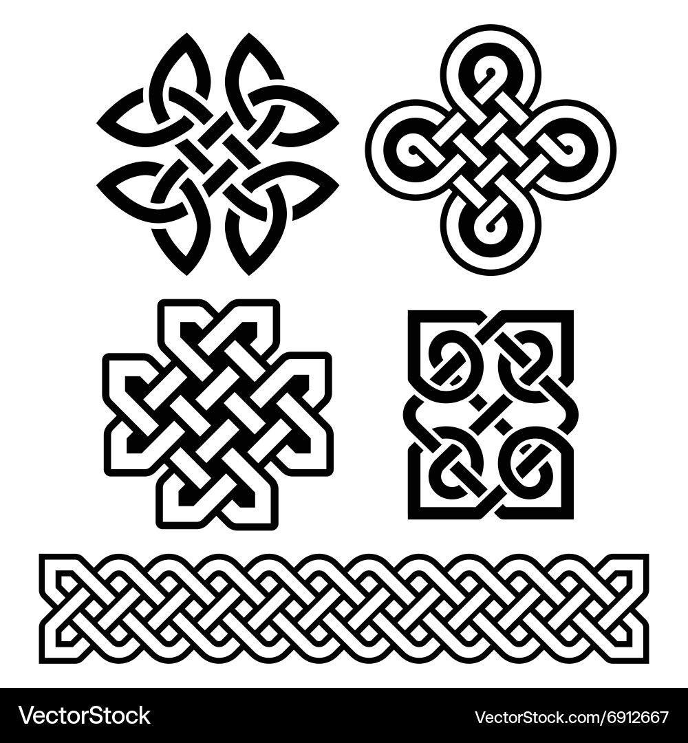 Celtic irish patterns and braids Royalty Free Vector Image